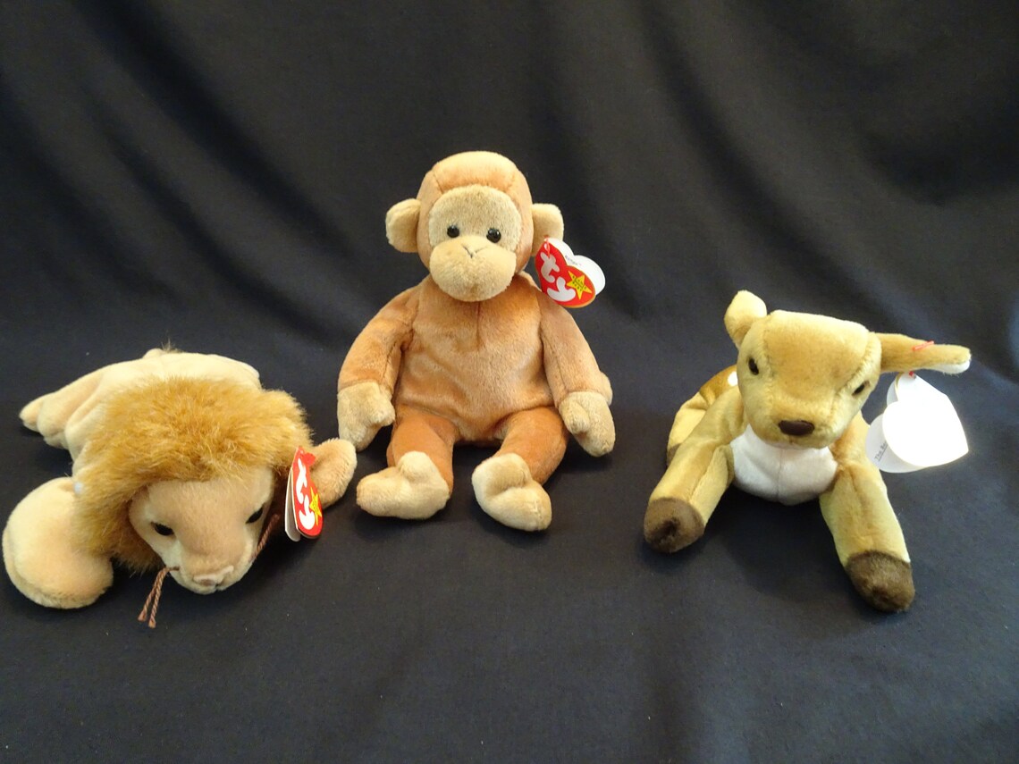 Beanie Baby Stuffed Toy Roary Lion Bongo Monkey Whisper - Etsy