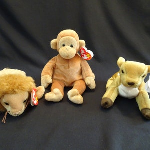 Beanie Baby Stuffed Toy, Roary Lion, Bongo Monkey, Whisper Baby Deer ...