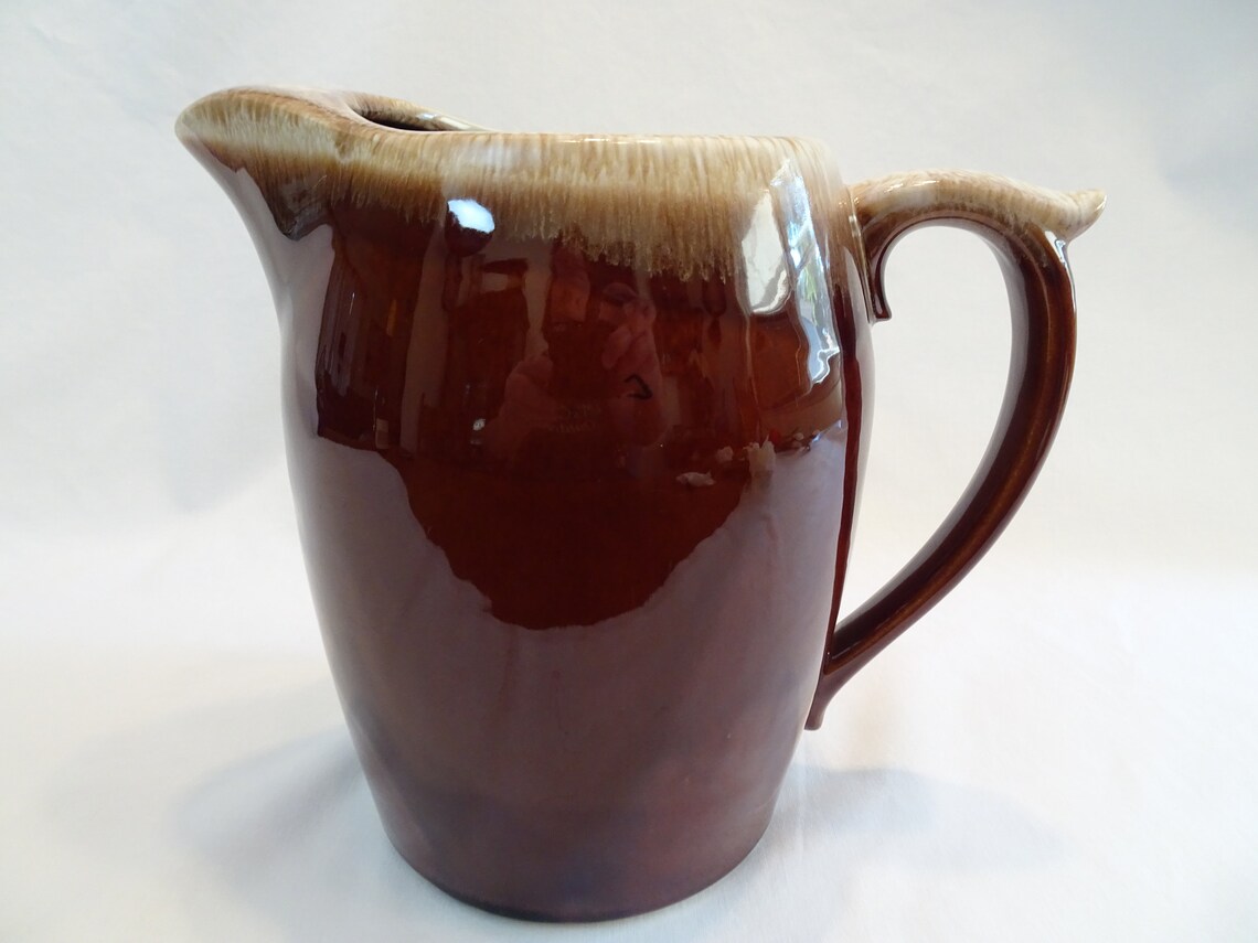 Brown Drip Glaze Pottery Pitcher USA 7011 Vintage Ice Spout - Etsy