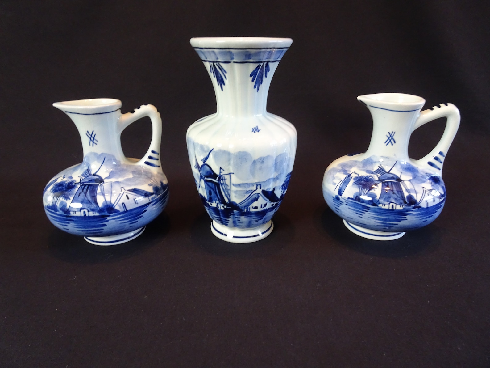 Delft Windmills Art Pottery Set of 3 Vintage Dutch Blue Small - Etsy