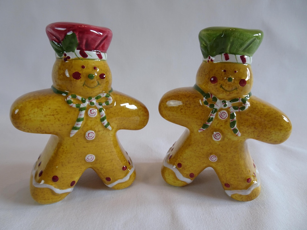 Laurie Gates Holiday Gingerbread Man Salt & Pepper Shaker Set, Vintage ...