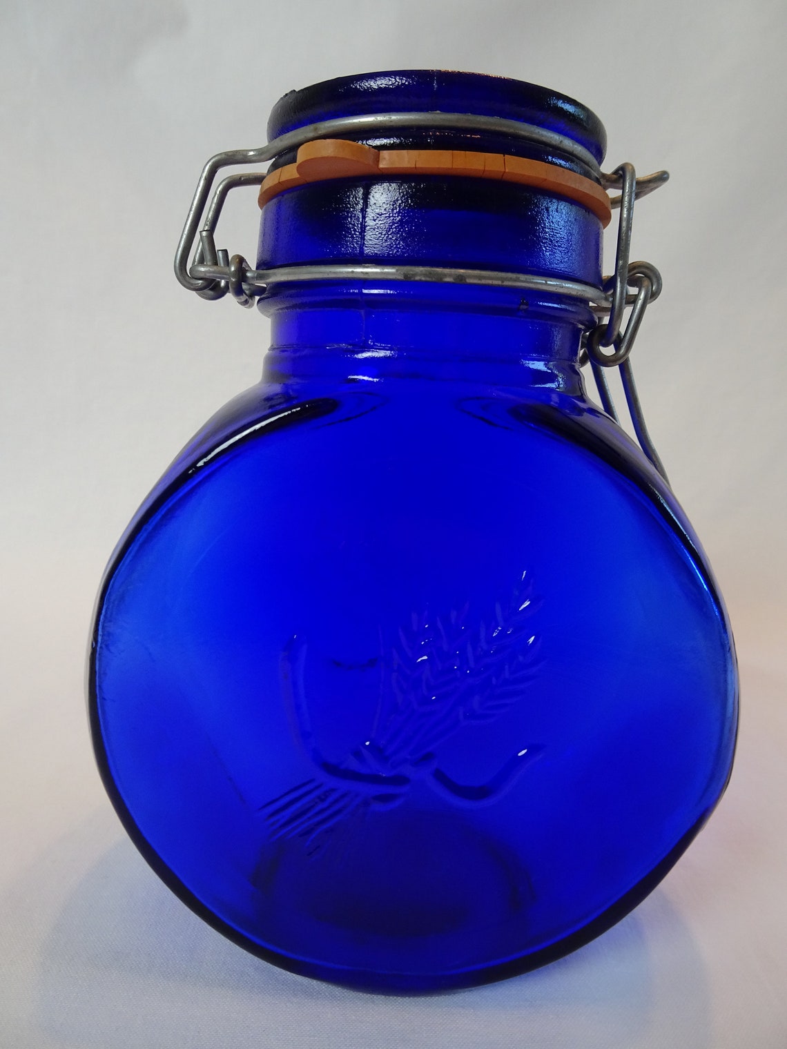 Cobalt Blue Glass Jar With Hinged Lid Vintage Italian - Etsy
