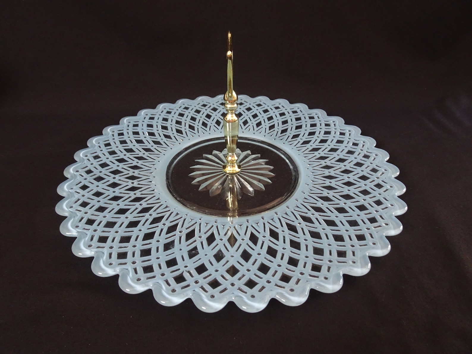 Tidbit Serving Tray With Handle Vintage Blue Geometric Swirl - Etsy