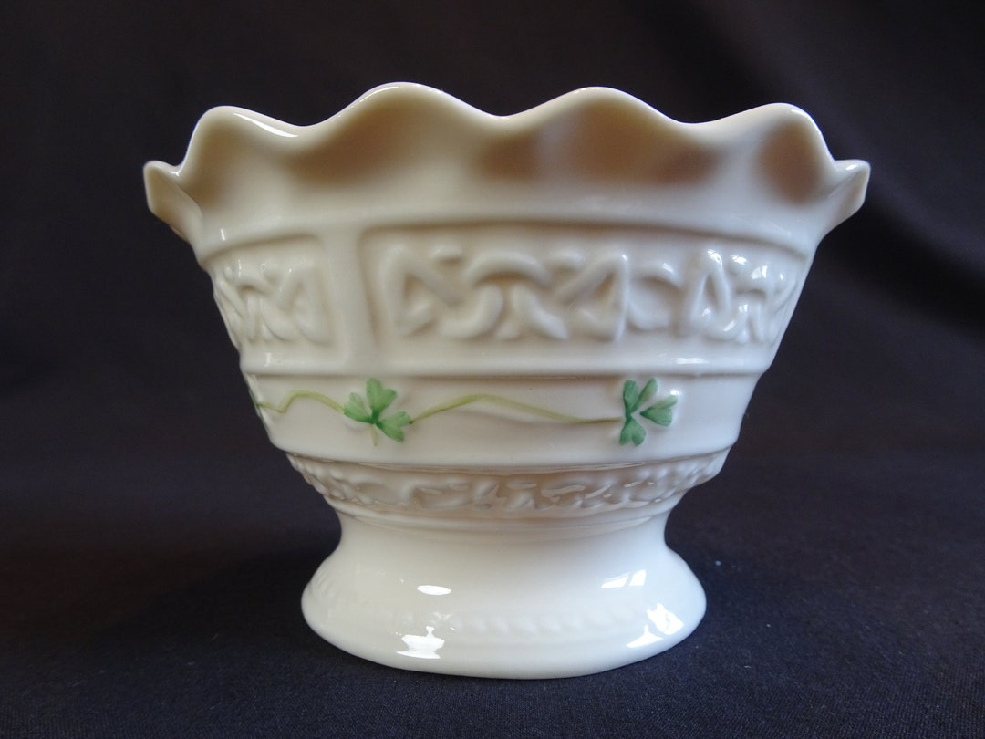 Belleek Tara Collection Votive Candle Holder, Vintage Green Shamrocks ...