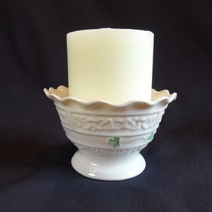 Belleek Tara Collection Votive Candle Holder, Vintage Green Shamrocks ...