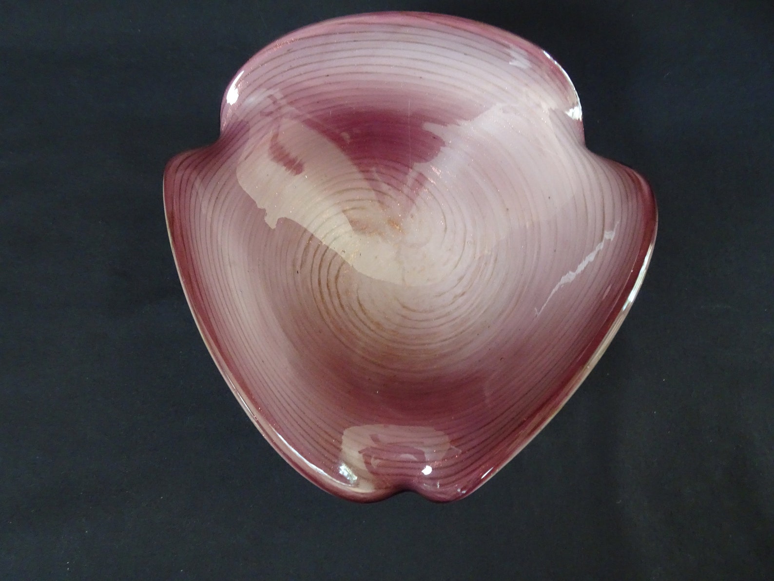 Tri-corner Art Glass Bowl Vintage Decorative Triangle Shaped - Etsy