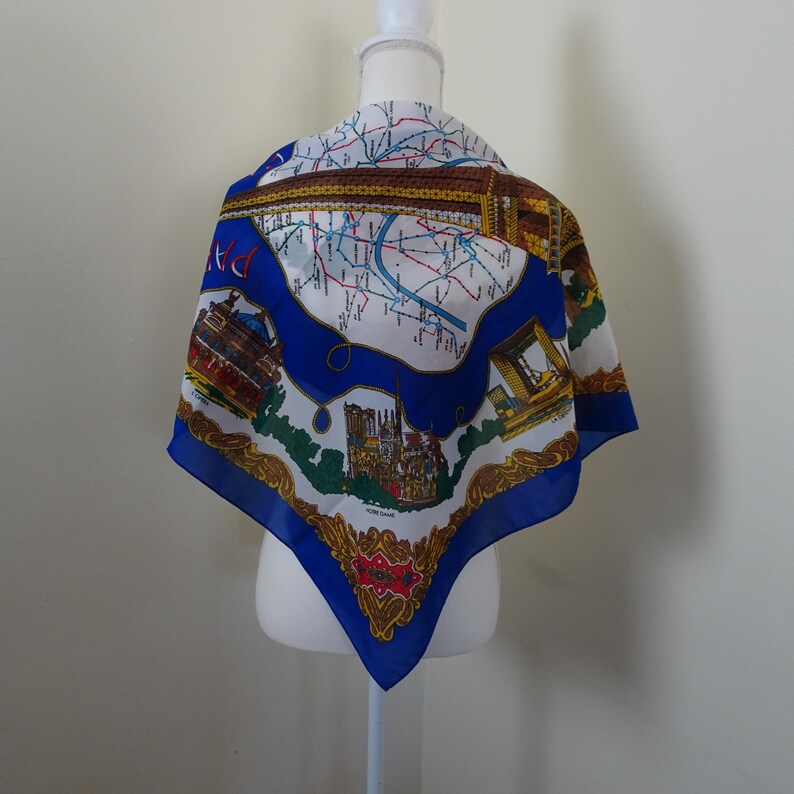 Eiffel Tower Paris Scarf, Vintage France Landmarks Souvenir, Stylish ...