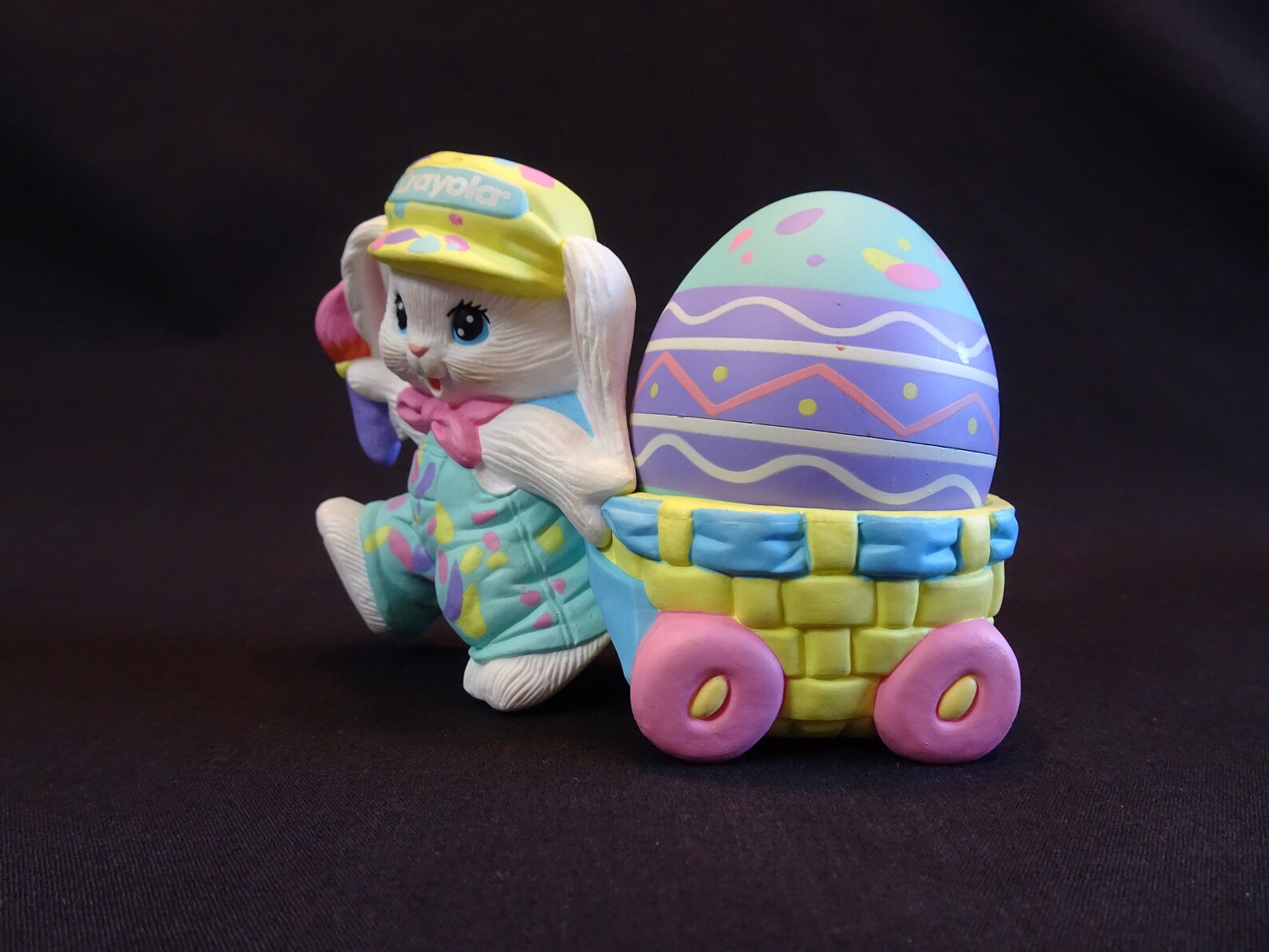 Hallmark Crayola Bunny Figurine Vintage Rabbit Pulling Cart - Etsy