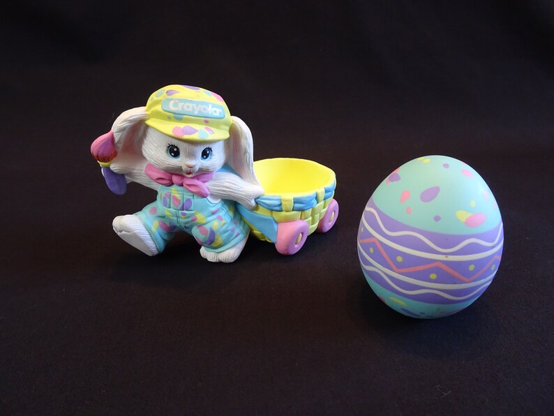 Hallmark Crayola Bunny Figurine Vintage Rabbit Pulling Cart - Etsy
