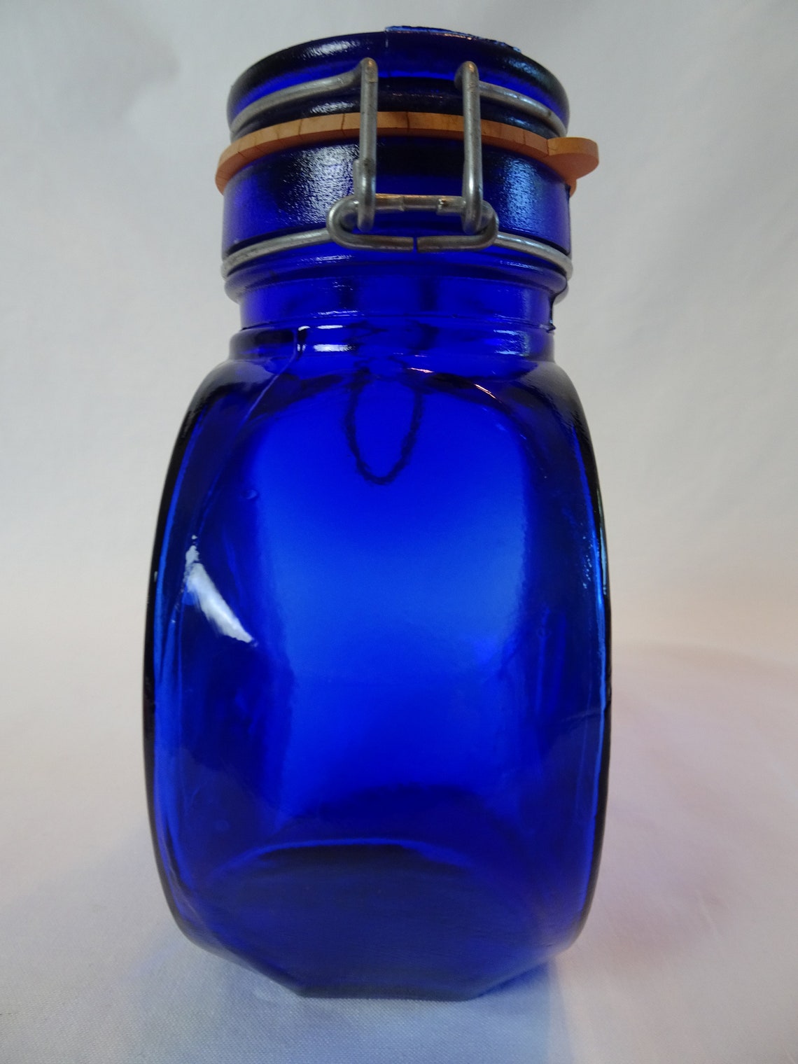 Cobalt Blue Glass Jar With Hinged Lid Vintage Italian - Etsy