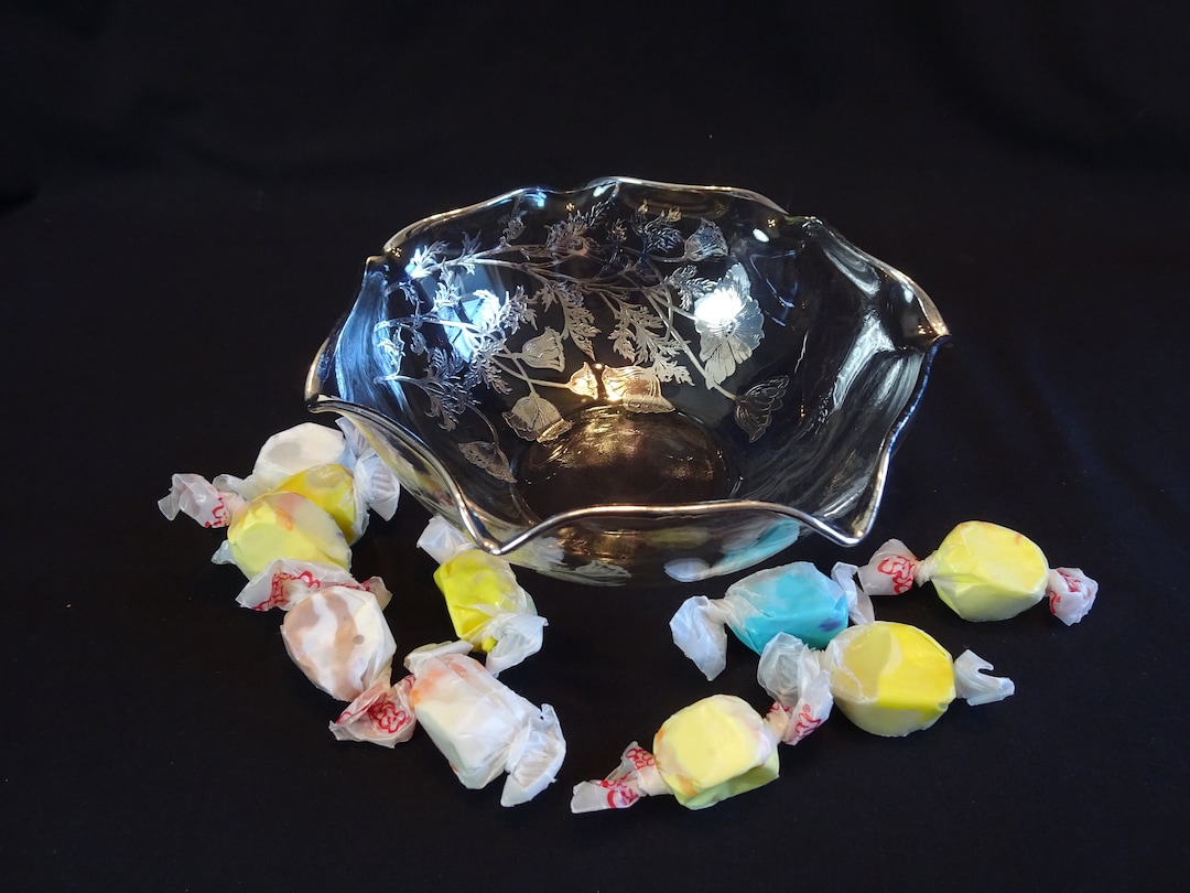 Sterling Silver Floral Overlay Serving Bowl, Vintage Flowers Motif With ...