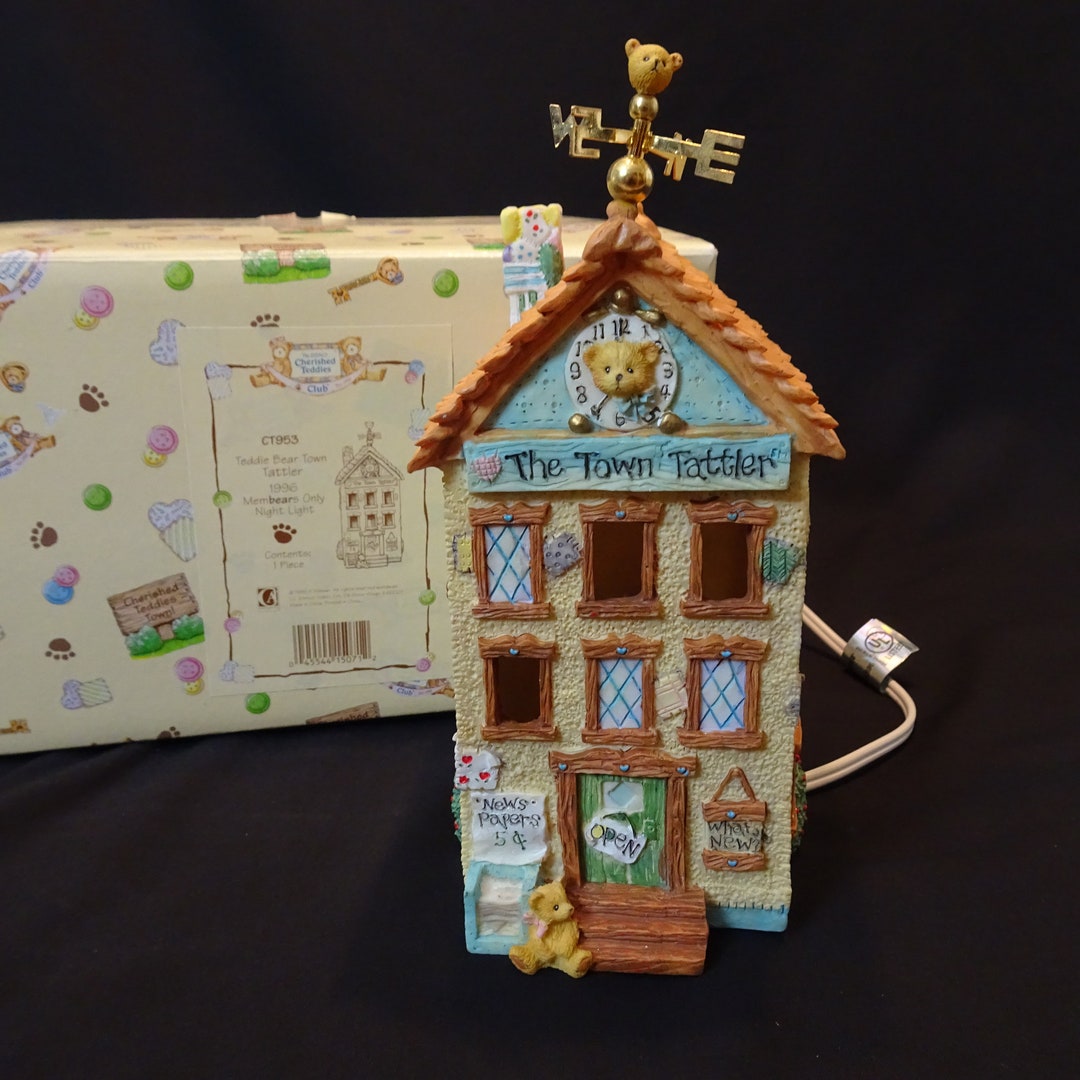 Cherished Teddies the Town Tattler Night Light, Vintage Teddy Bear ...
