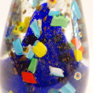 Blue Encased Glass Colorful Specks Paperweight, Vintage Red Yellow ...