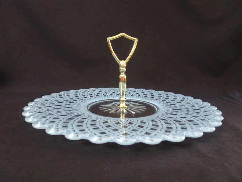 Tidbit Serving Tray With Handle Vintage Blue Geometric Swirl - Etsy