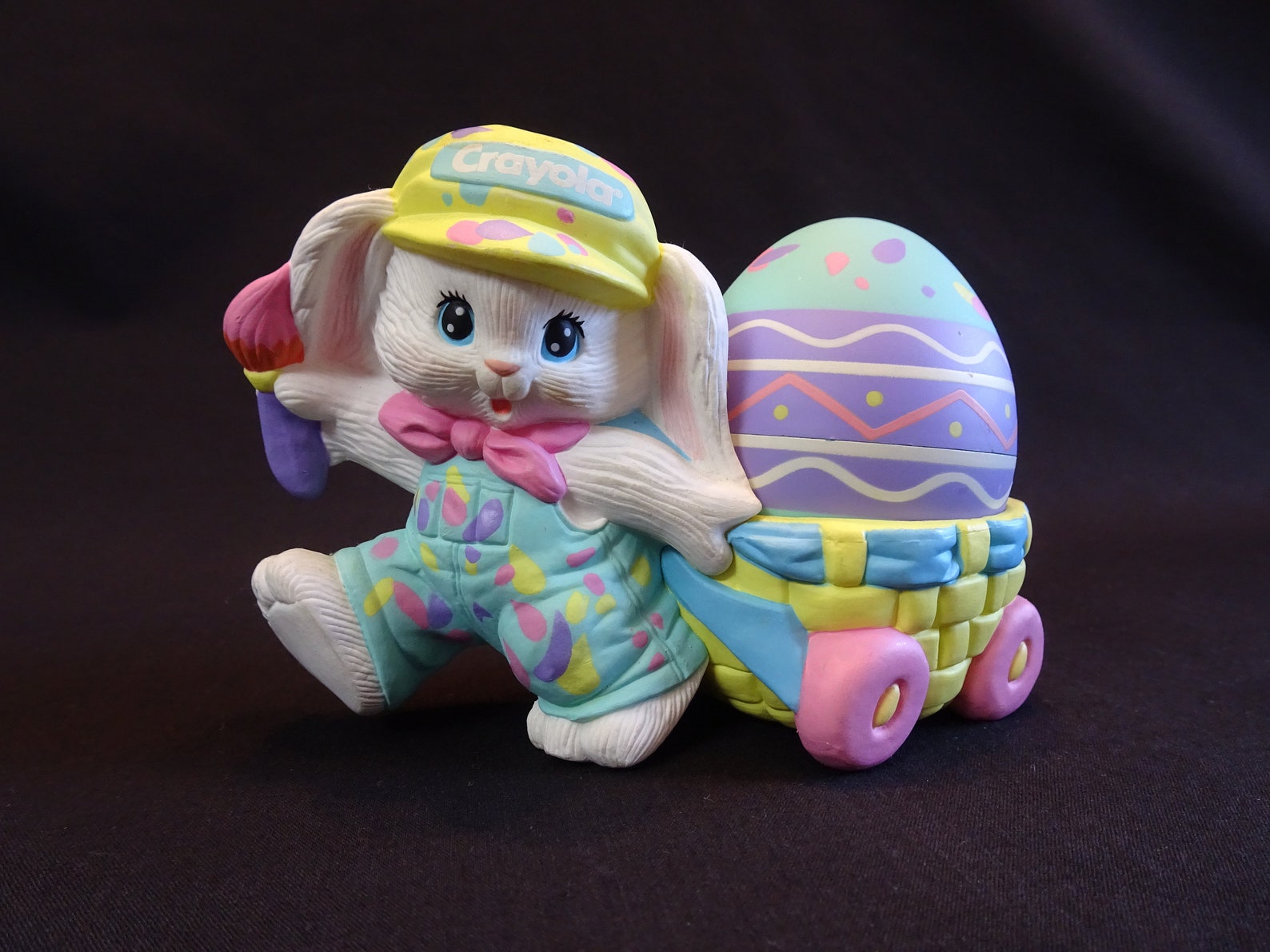 Hallmark Crayola Bunny Figurine Vintage Rabbit Pulling Cart - Etsy