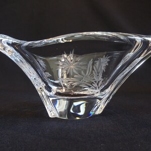 Daum Etched Floral Crystal Sugar Bowl, Vintage Small Triangle Shaped ...