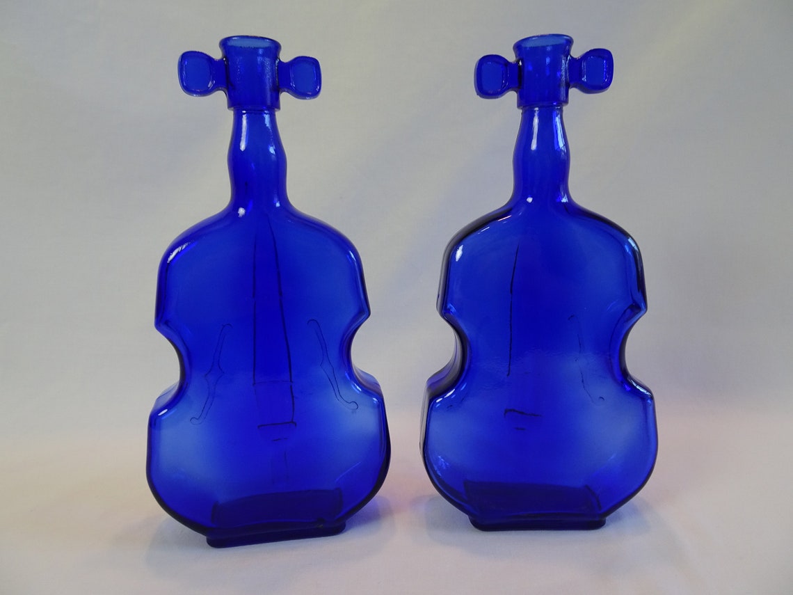Cello Cobalt Blue Glass Bottle Vintage Musical Instrument - Etsy