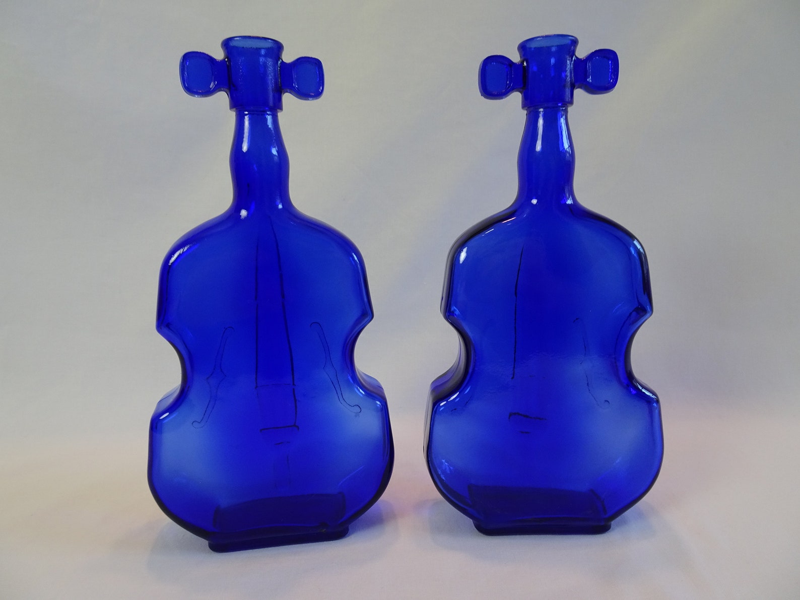 Cello Cobalt Blue Glass Bottle, Vintage Musical String Instrument ...