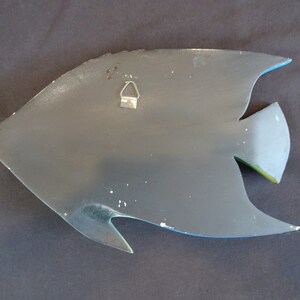 Wooden Hanging Fish Plaque, Vintage Hand Painted Blue, Yellow, Green ...