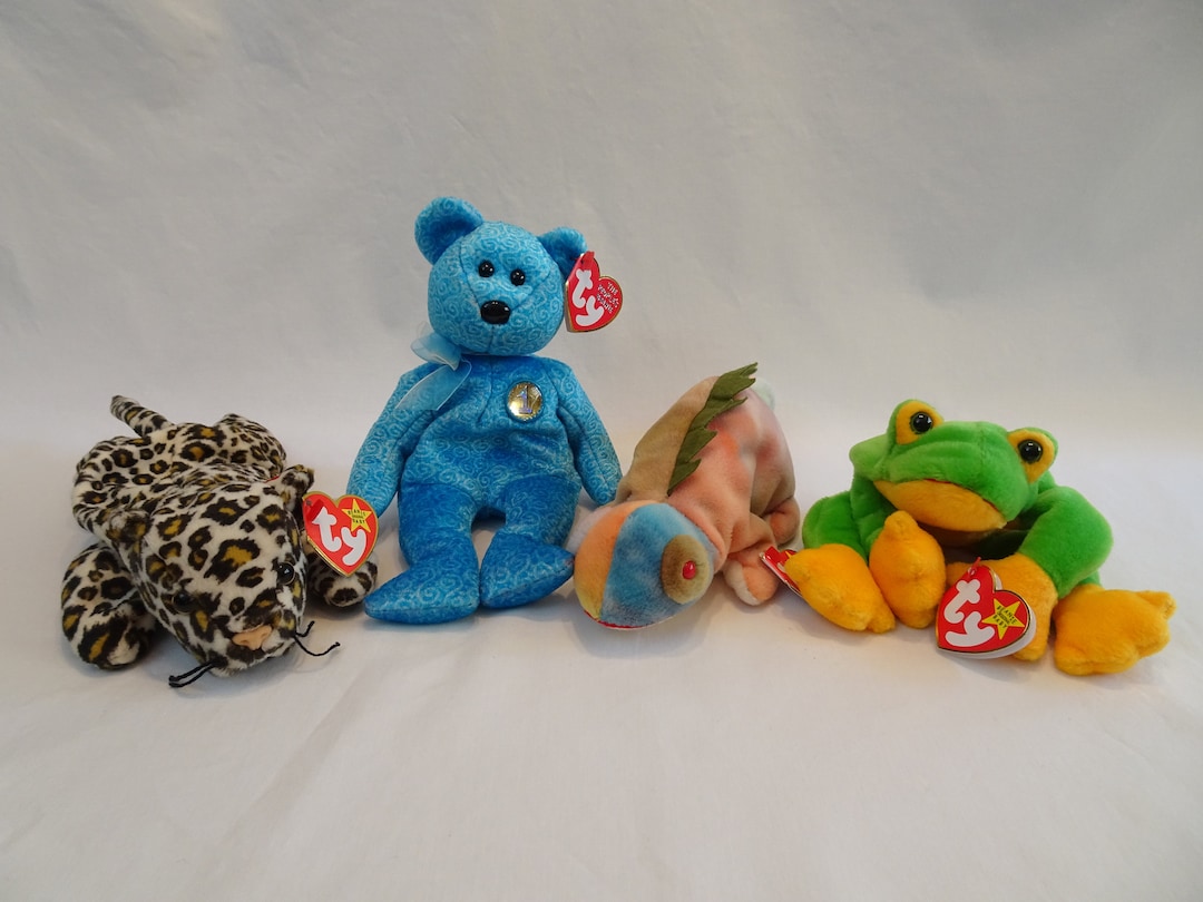 Beanie Baby Stuffed Toy, Freckles Cat, Classy Teddy Bear, Iggy Tie Dye ...