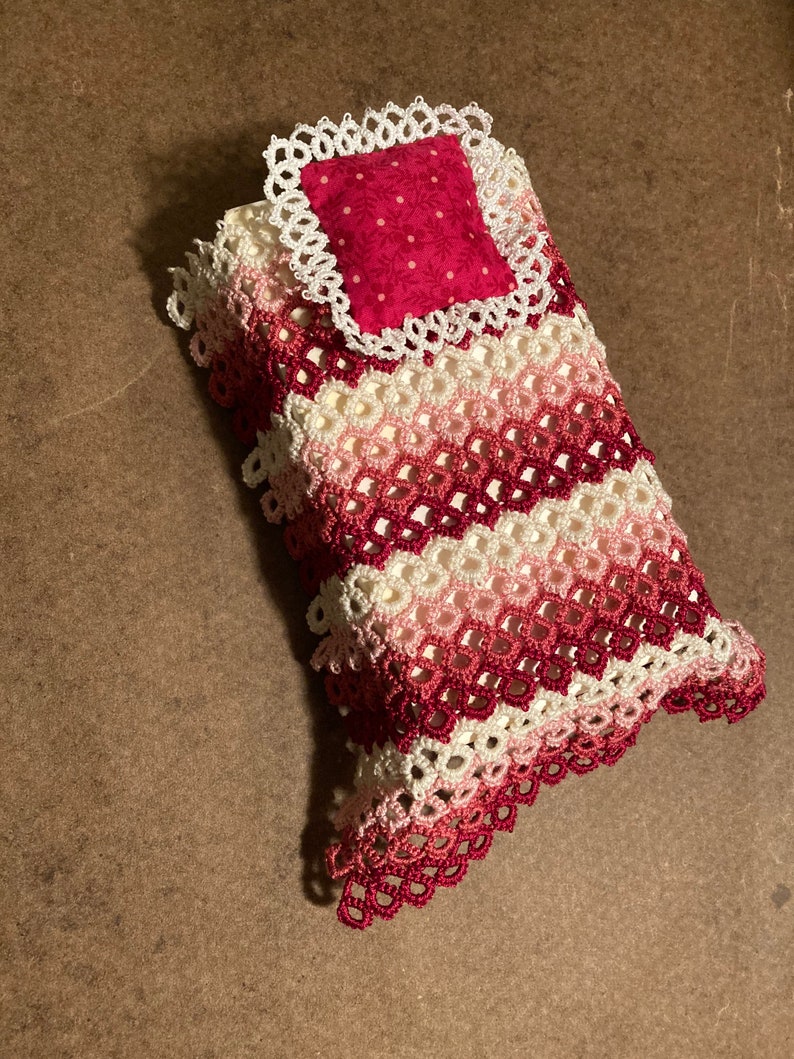Hand Tatted Berry Pinks and White Miniature Afghan With - Etsy