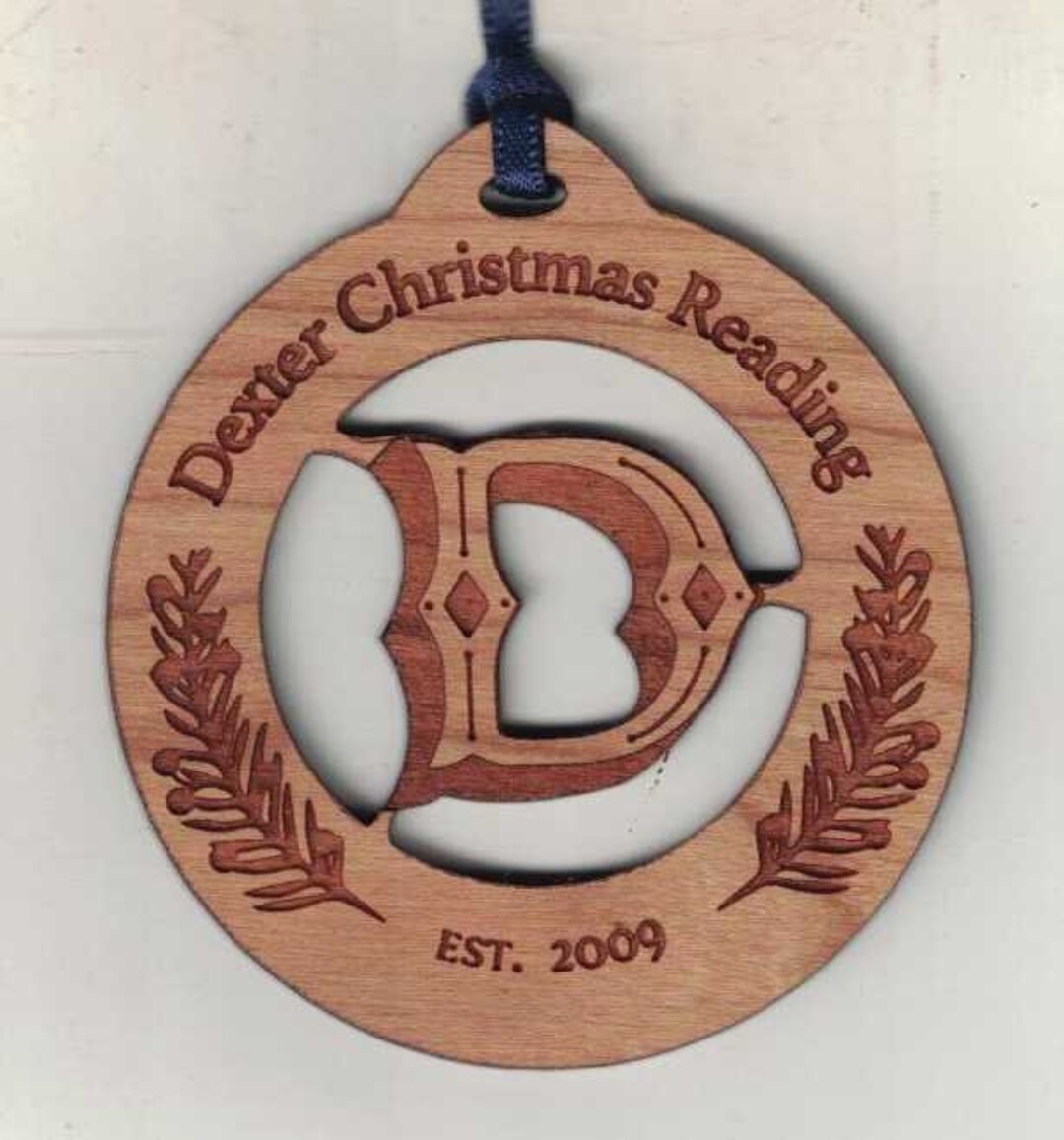 Laser Engraved Cherry Wood Custom Christmas Ornament Green Ribbons 1000 ...