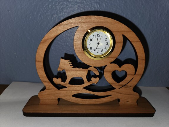 Laser Engraved Wood Rocking Horse Clock. 4.5 Tall - Etsy