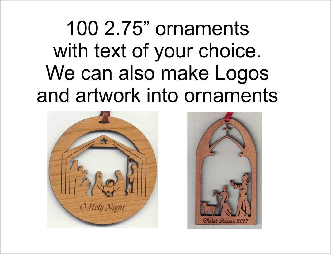 Laser Engraved Cherry Wood Custom Christmas Nativity Ornament 100 Pcs ...