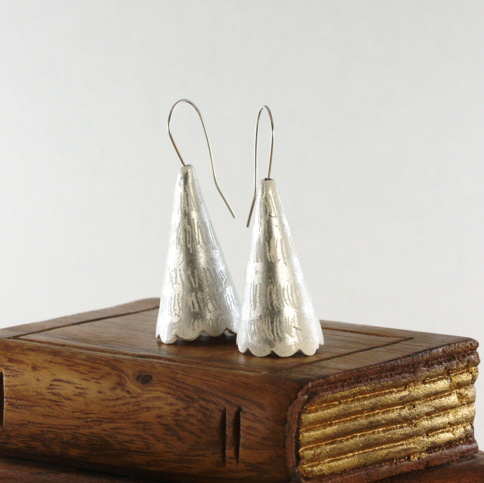 Shimmering Silver Cones With Scalloped Trim - Etsy Ireland