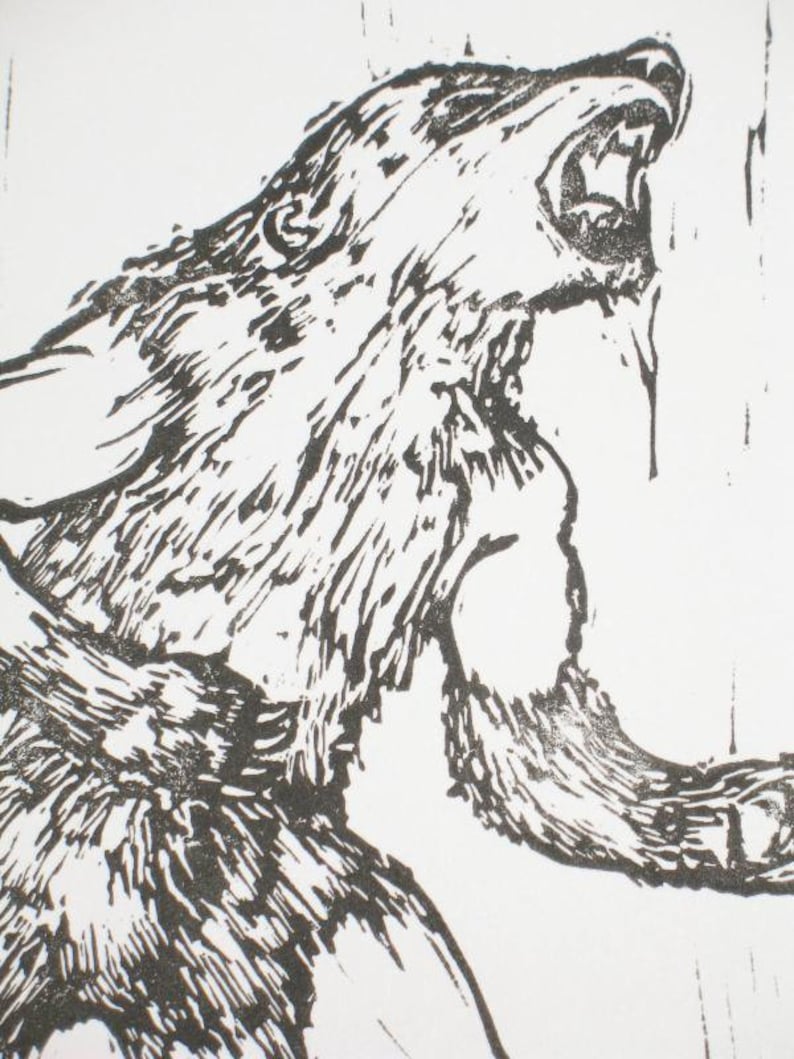 Agrius linocut mythology relief print Oreius | Etsy