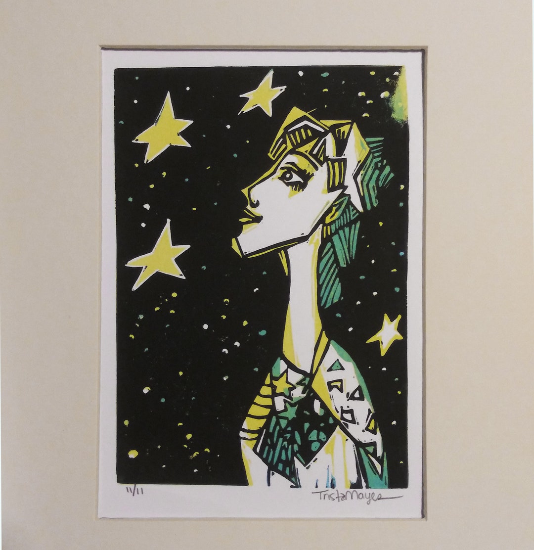 Elpis, Hope, Greek Mythology Reduction Linocut Print, Hand-pulled ...
