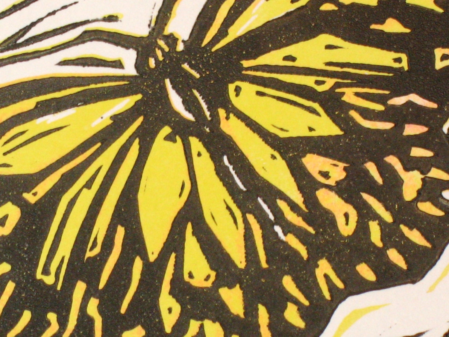 Yellow Butterfly Linocut Small 2 Color Relief Print - Etsy