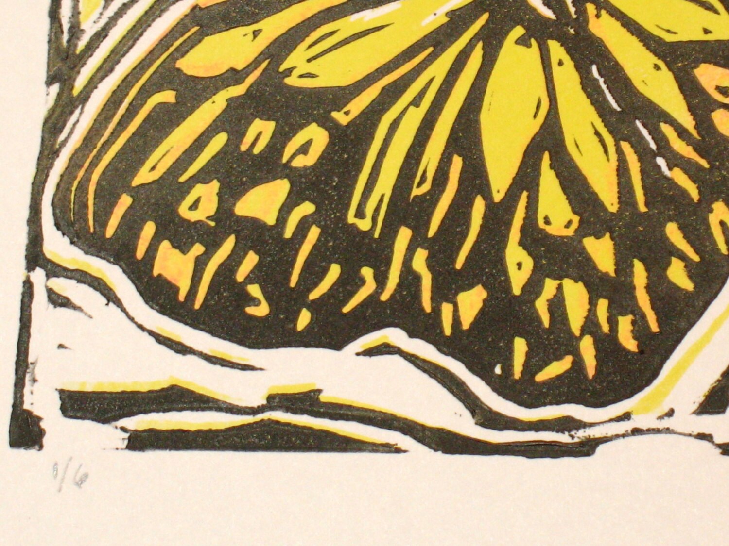 Yellow Butterfly Linocut Small 2 Color Relief Print - Etsy