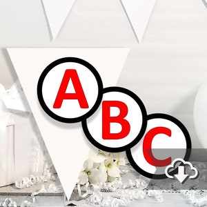 Red Alphabet Banner Letters Printable Red Bunting Letters | Etsy