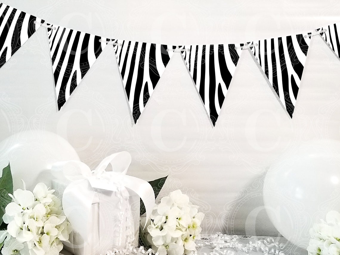 Zebra Print Banner Printable DIY Custom Banner Black White - Etsy