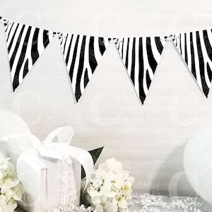 Zebra Print Banner Printable, DIY Custom Banner, Black, White, Animal ...
