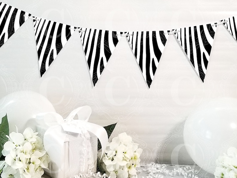 Zebra Print Banner Printable DIY Custom Banner Black White - Etsy