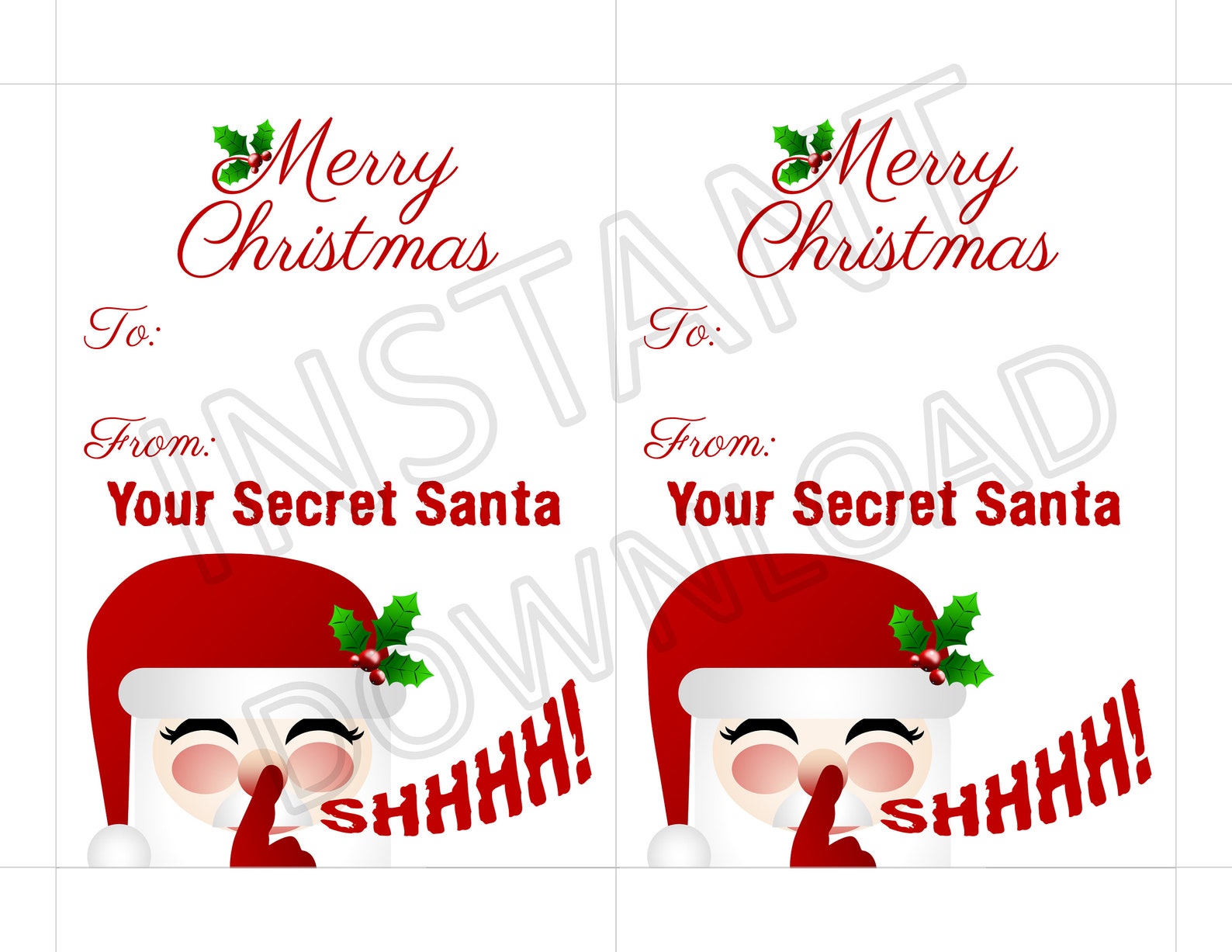 Secret Santa Gift Tag Stickers Printable Instant Download - Etsy