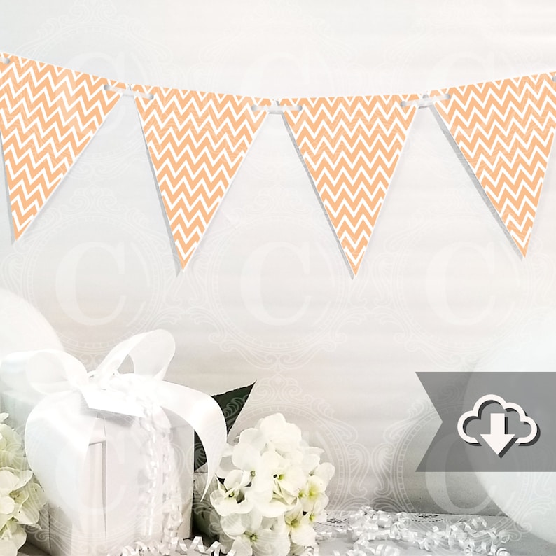 Peach Banner Pennants Peach Garland PDF Printables DIY - Etsy