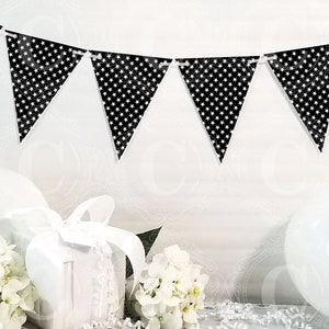 Black Star Banner Printable, DIY Custom Banner, Black Bunting Banner ...