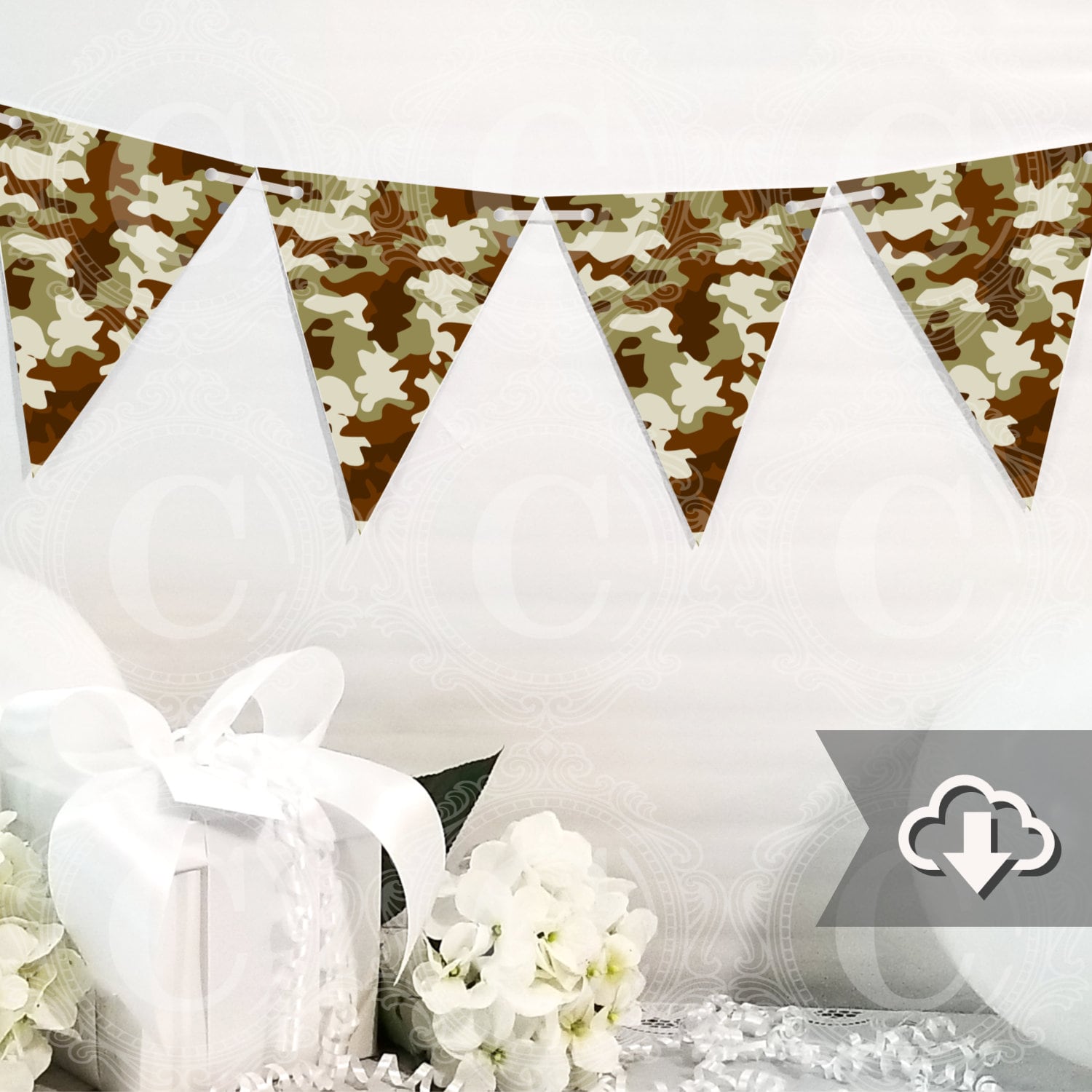 Brown Camo Camouflage Banner Printable DIY Custom Banner | Etsy