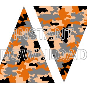 Orange Camo Camouflage Banner Printable, DIY Custom Banner, Hinting ...