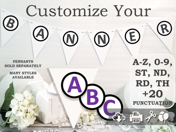 Purple Banner Alphabet Letters for Personalized Banner, PDF Printables ...