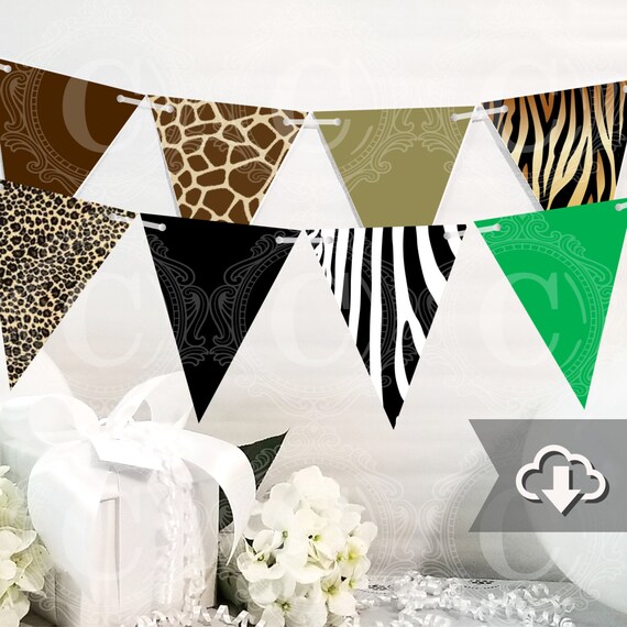 Animal Print Banner Printable, Jungle DIY Custom Banner, Leopard ...