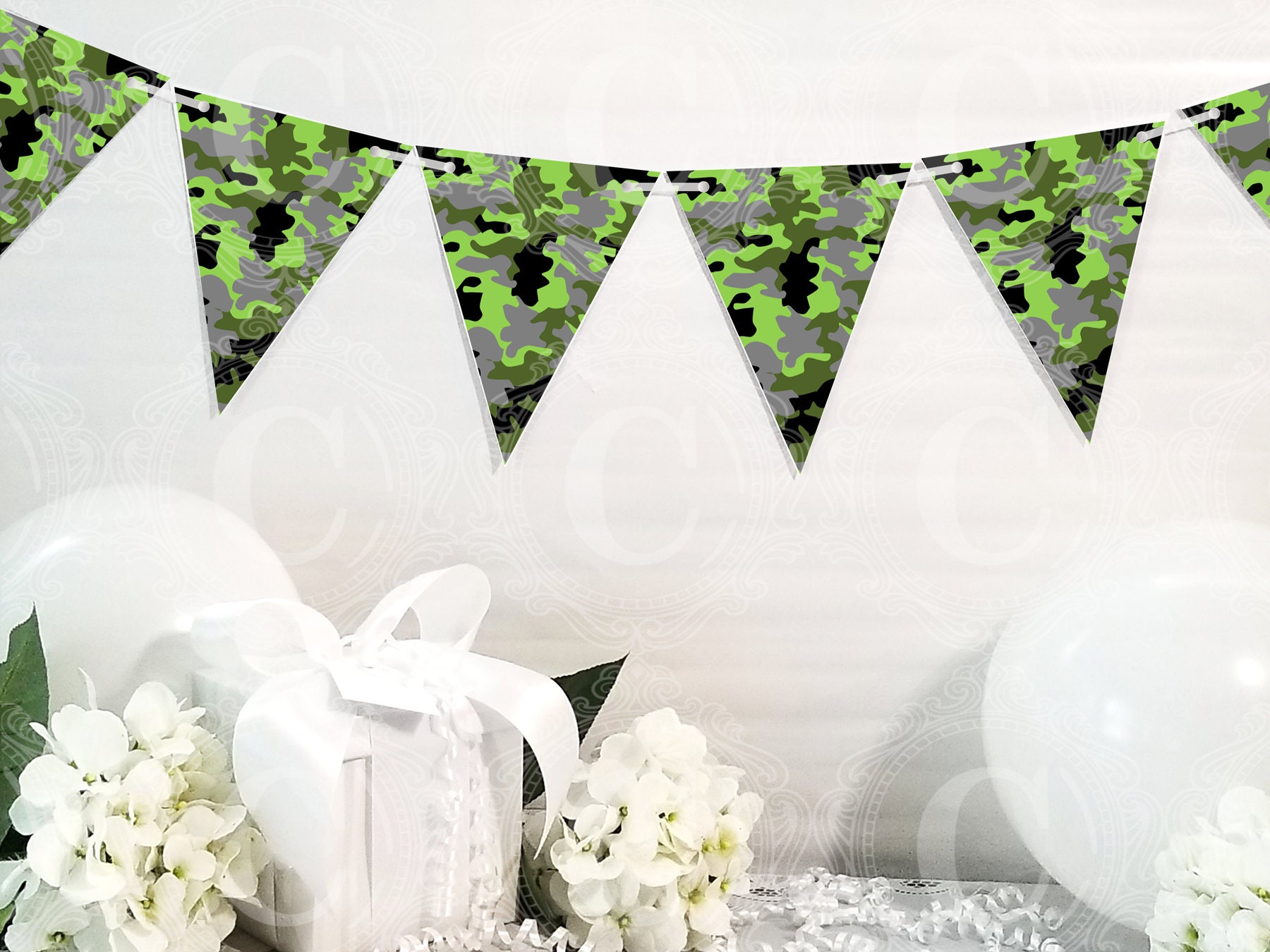 Green Camo Camouflage Banner Printable DIY Custom Banner | Etsy