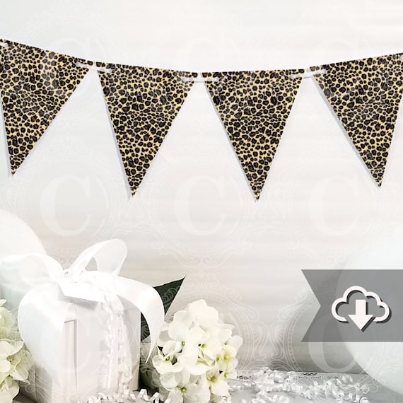Leopard Print Banner Printable, DIY Custom Banner, Animal Print, Baby ...
