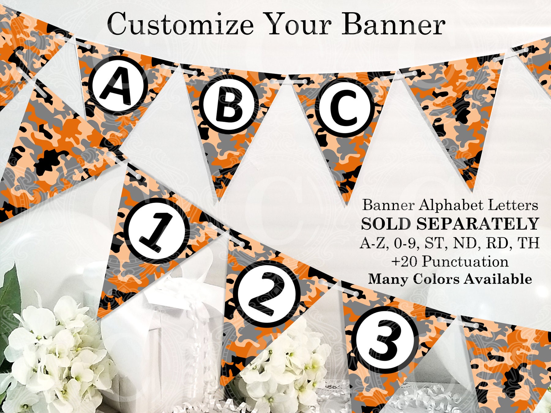 Orange Camo Camouflage Banner Printable DIY Custom Banner - Etsy