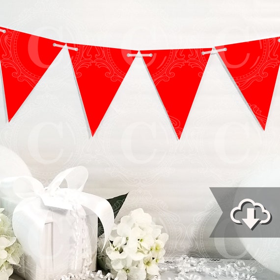 Red Solid Banner Printable, DIY Custom Banner, Red Bunting Banner ...