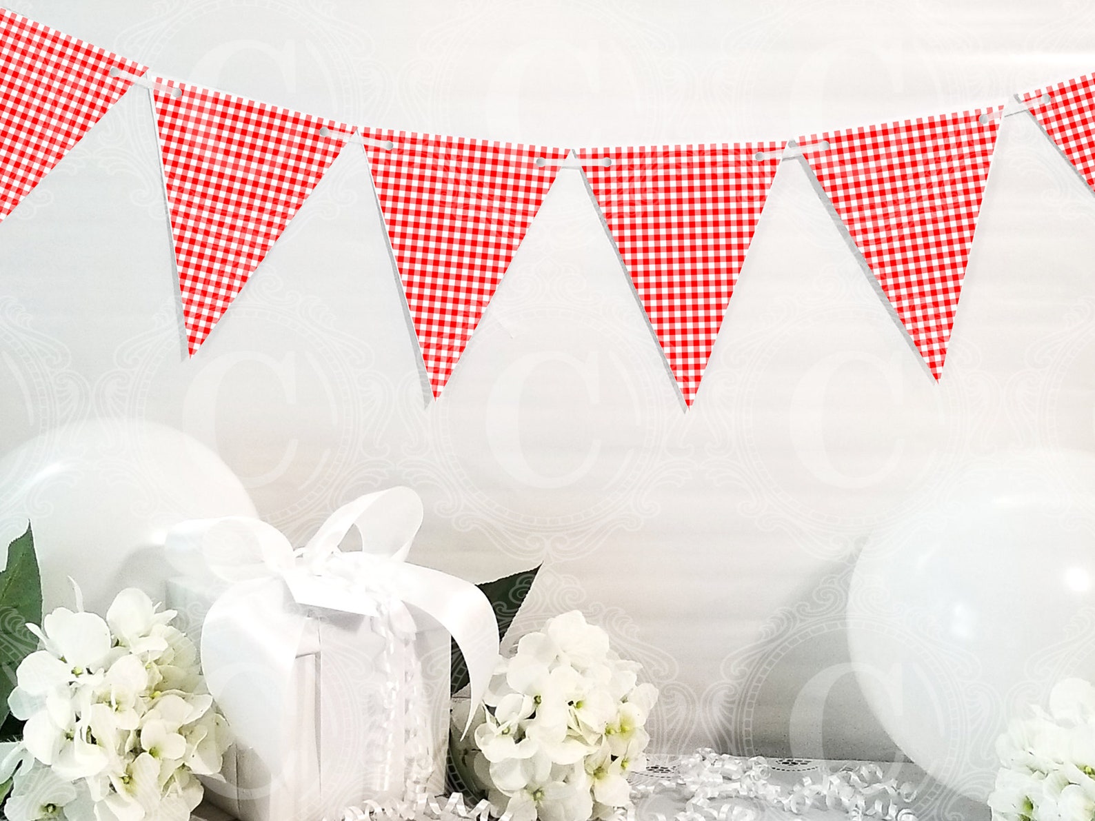 Red Gingham Banner Printable DIY Custom Banner Bunting - Etsy