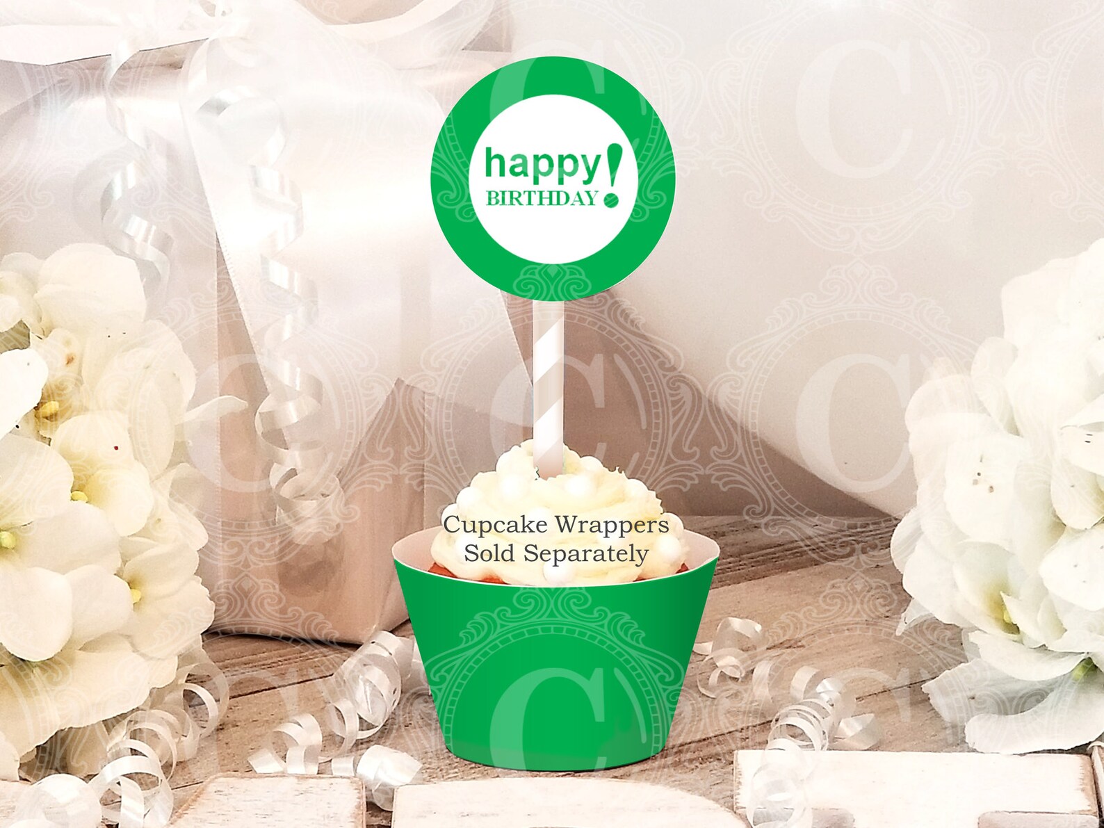 Green Birthday Cupcake Toppers Printable Instant Download | Etsy